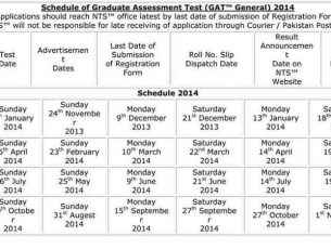 NTS GAT General Graduate Assessment Test Schedule 2024 II GAT General